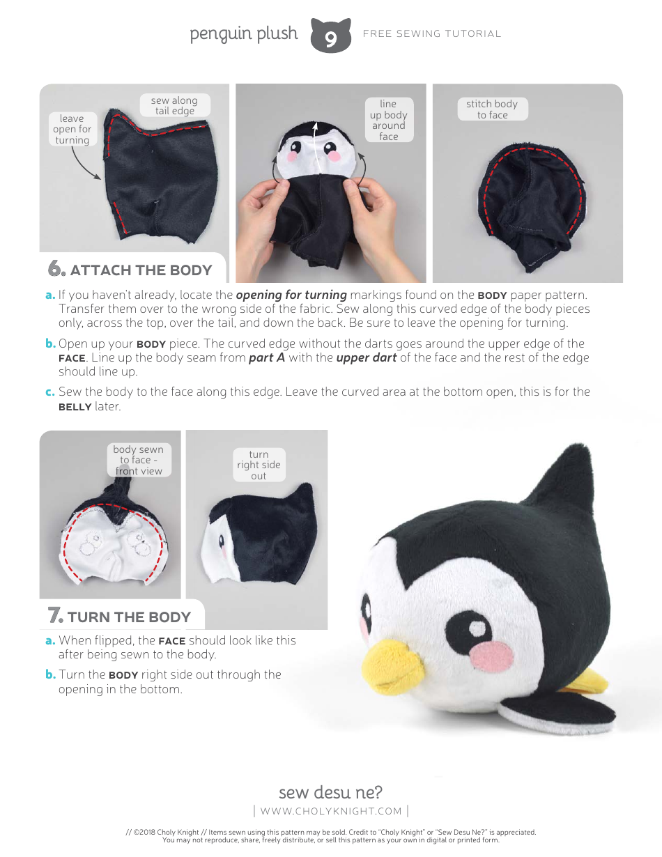 Penguin Plush Sewing Patterns Choly Knight Download Printable Pdf