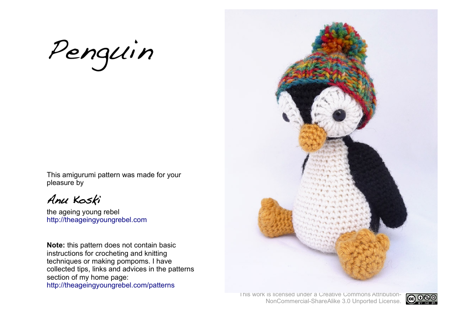 Knitted/Crocheted Penguin Pattern Download Printable PDF | Templateroller