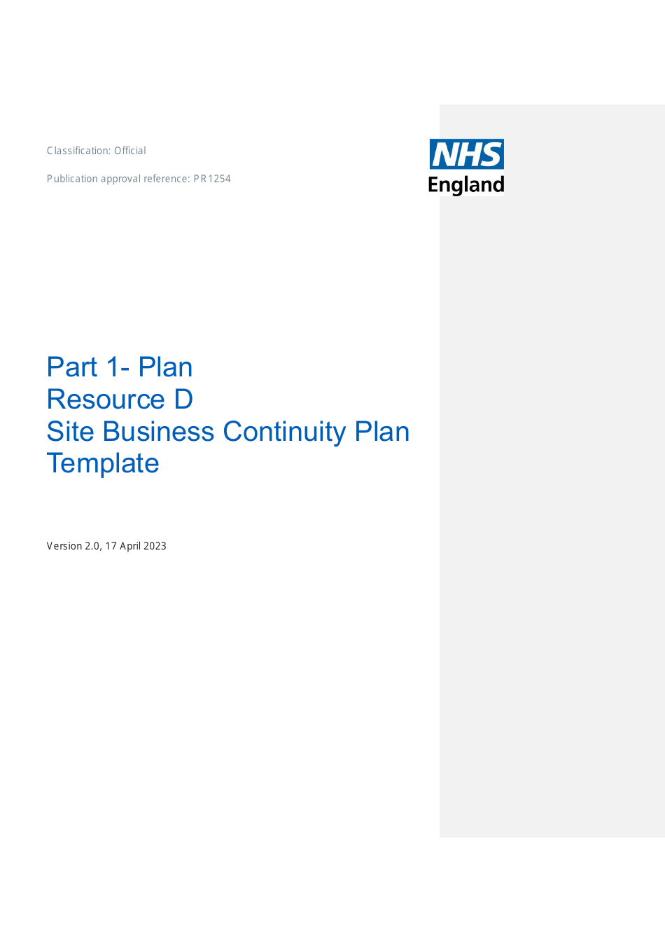 United Kingdom Resource D, Site Business Continuity Plan Template ...