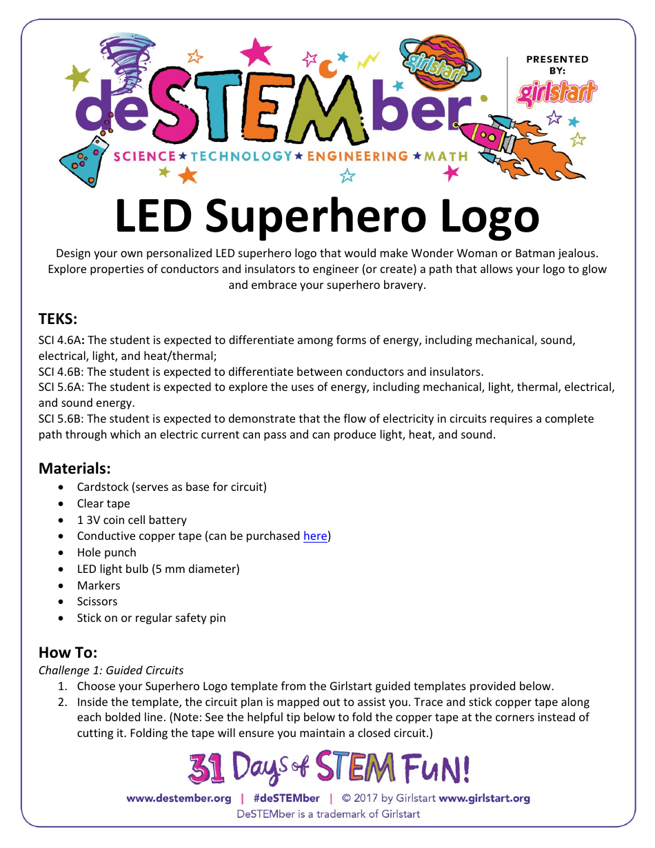 Led Superhero Logo Templates - Girlstart Download Printable PDF ...