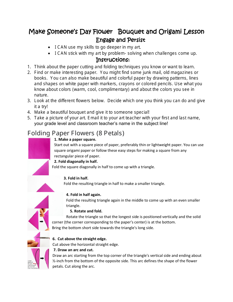 Origami Paper Flower (8 Petals) Download Printable PDF | Templateroller