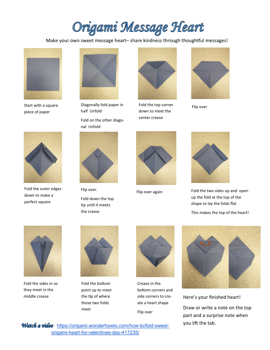 Origami Message Heart Download Printable PDF | Templateroller