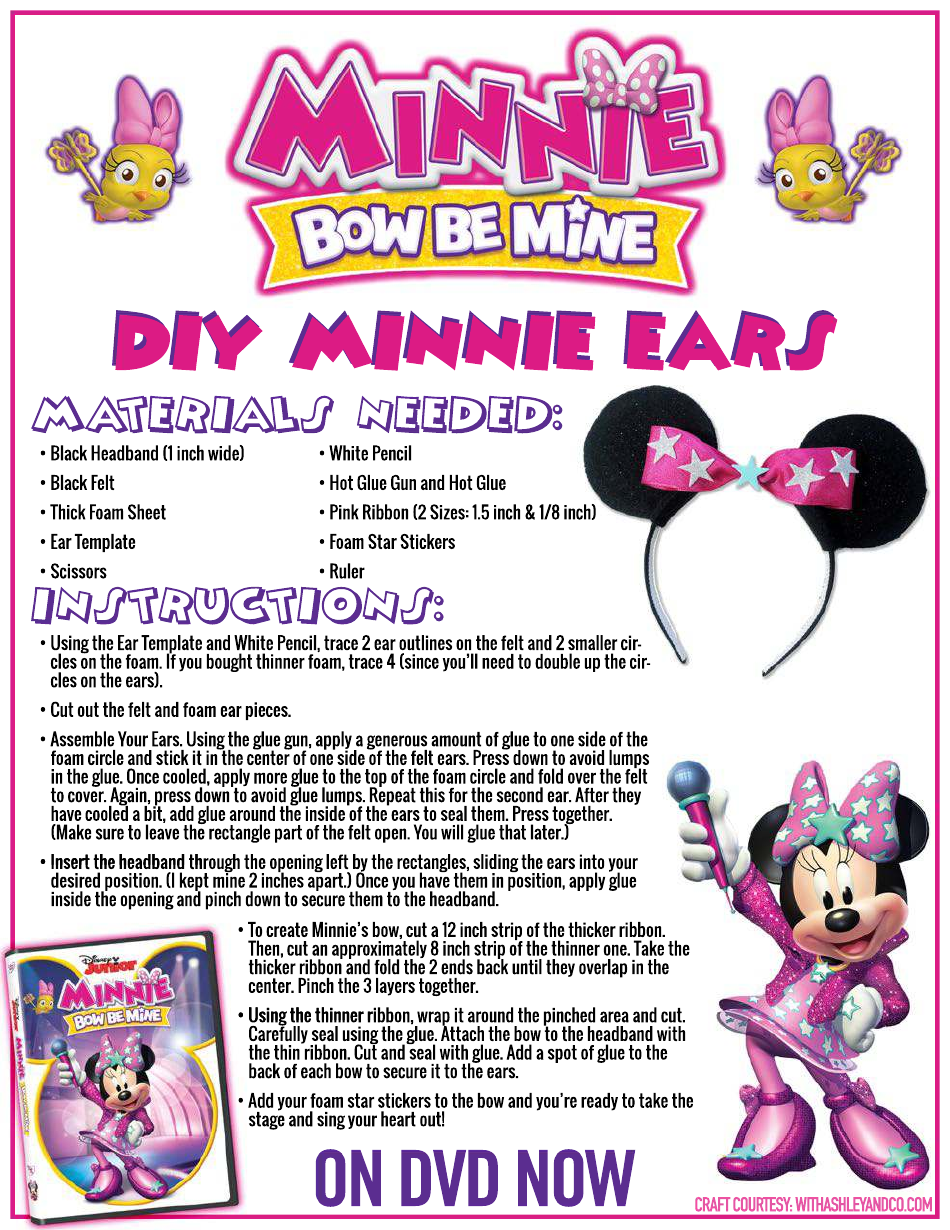 Diy Minnie Ears Headband Template - Disney Download Printable PDF ...