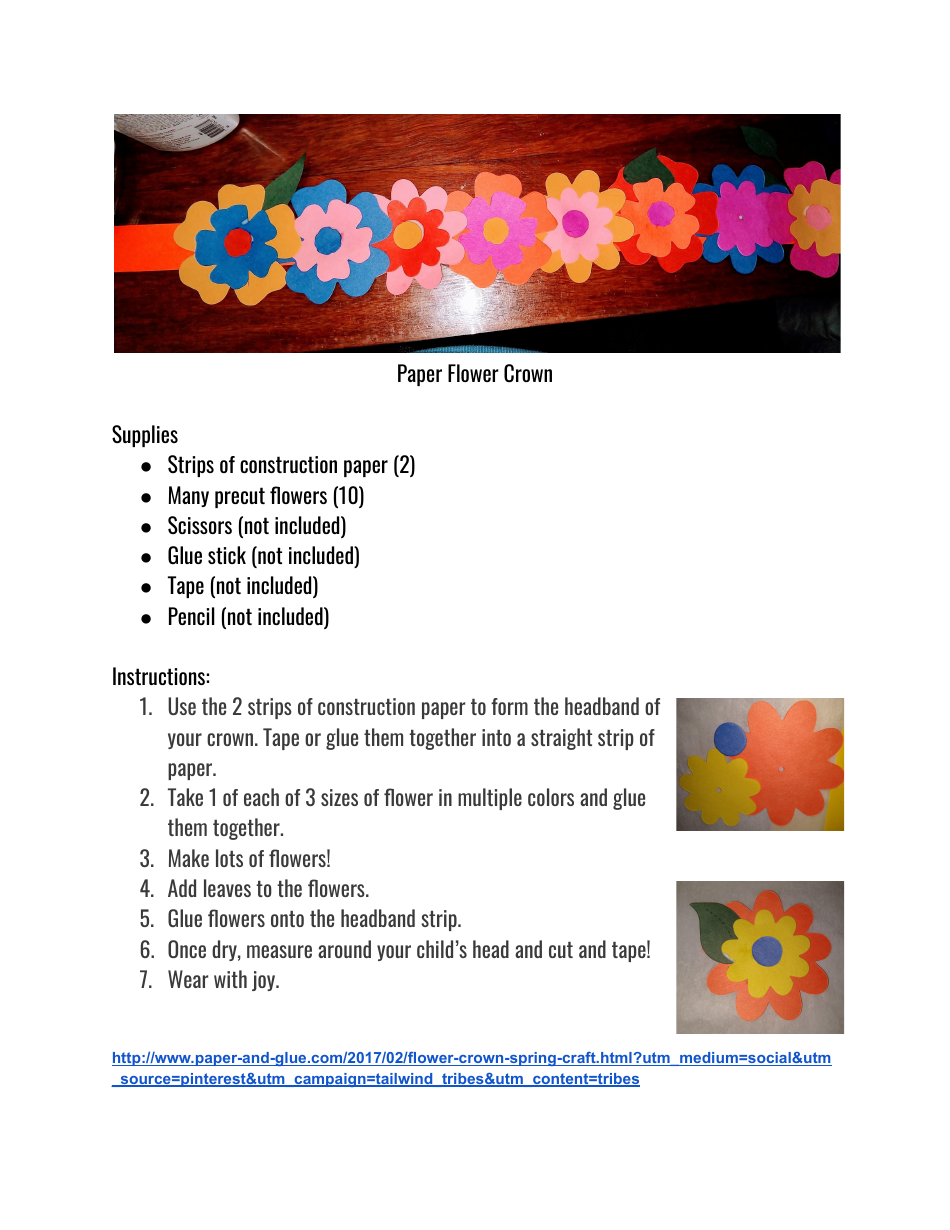Paper Flower Crown Guide Download Printable PDF | Templateroller
