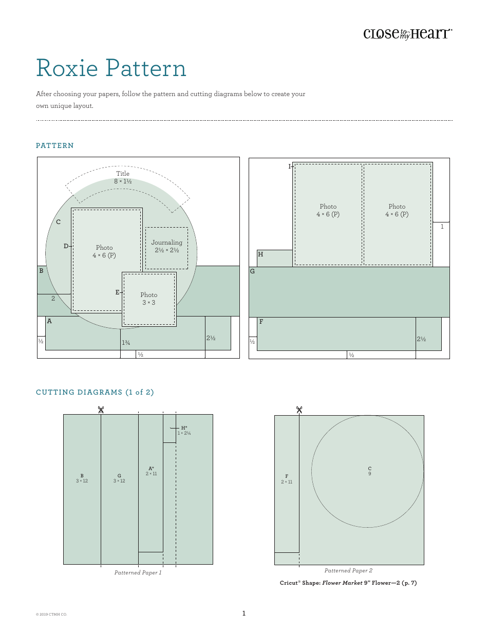 Roxie Scrapbook Pattern Templates - Close to My Heart Download ...