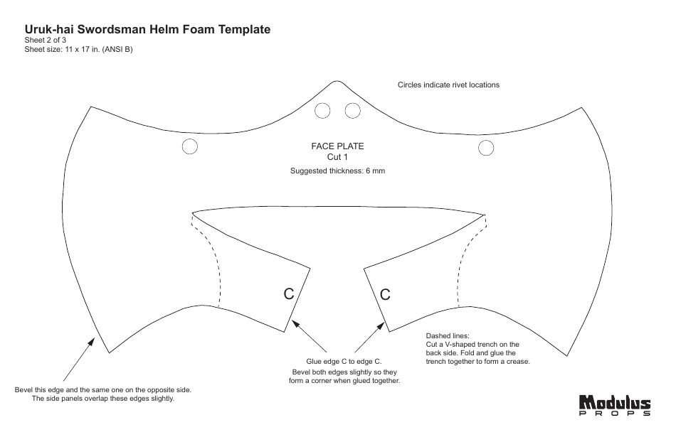 Uruk Hai Swordsman Helm Foam Template Download Printable PDF