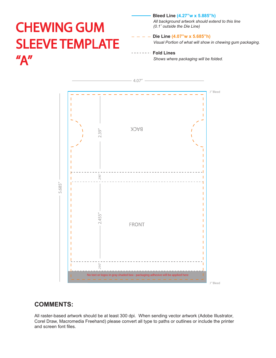 Chewing Gum Sleeve Template Download Printable PDF | Templateroller