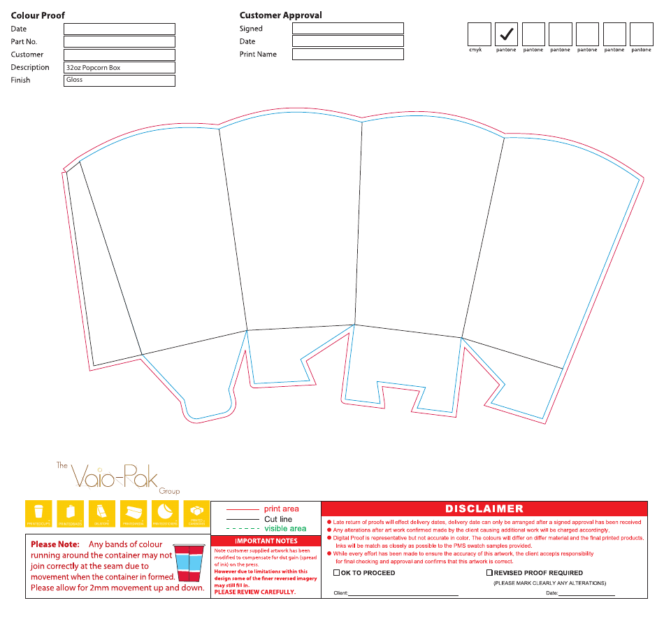 32oz Popcorn Box Template Download Printable PDF | Templateroller