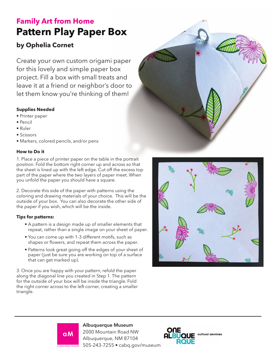 Pattern Play Paper Box Template Download Printable PDF | Templateroller