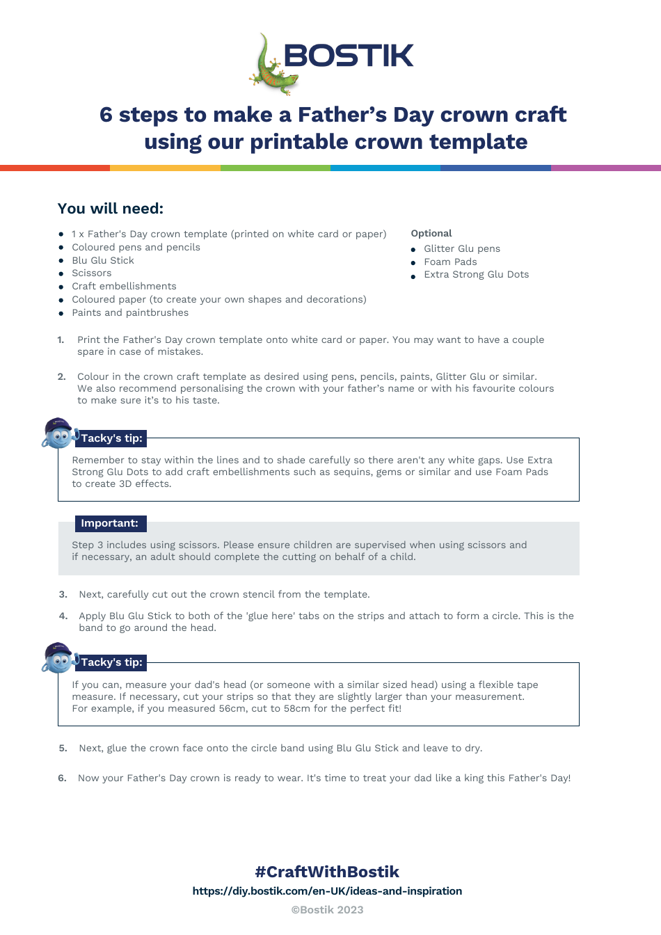 Father's Day Paper Crown Template - Bostik Download Printable PDF ...