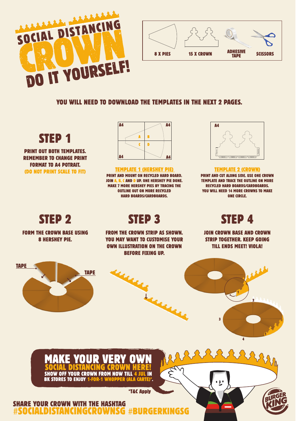 Burger King Social Distrancing Crown Template Download Printable PDF ...