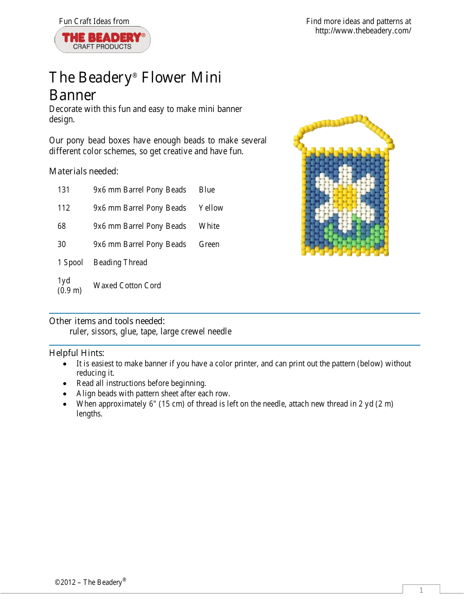 Spring Flower Mini Banner Beading Pattern - the Beadery Download ...
