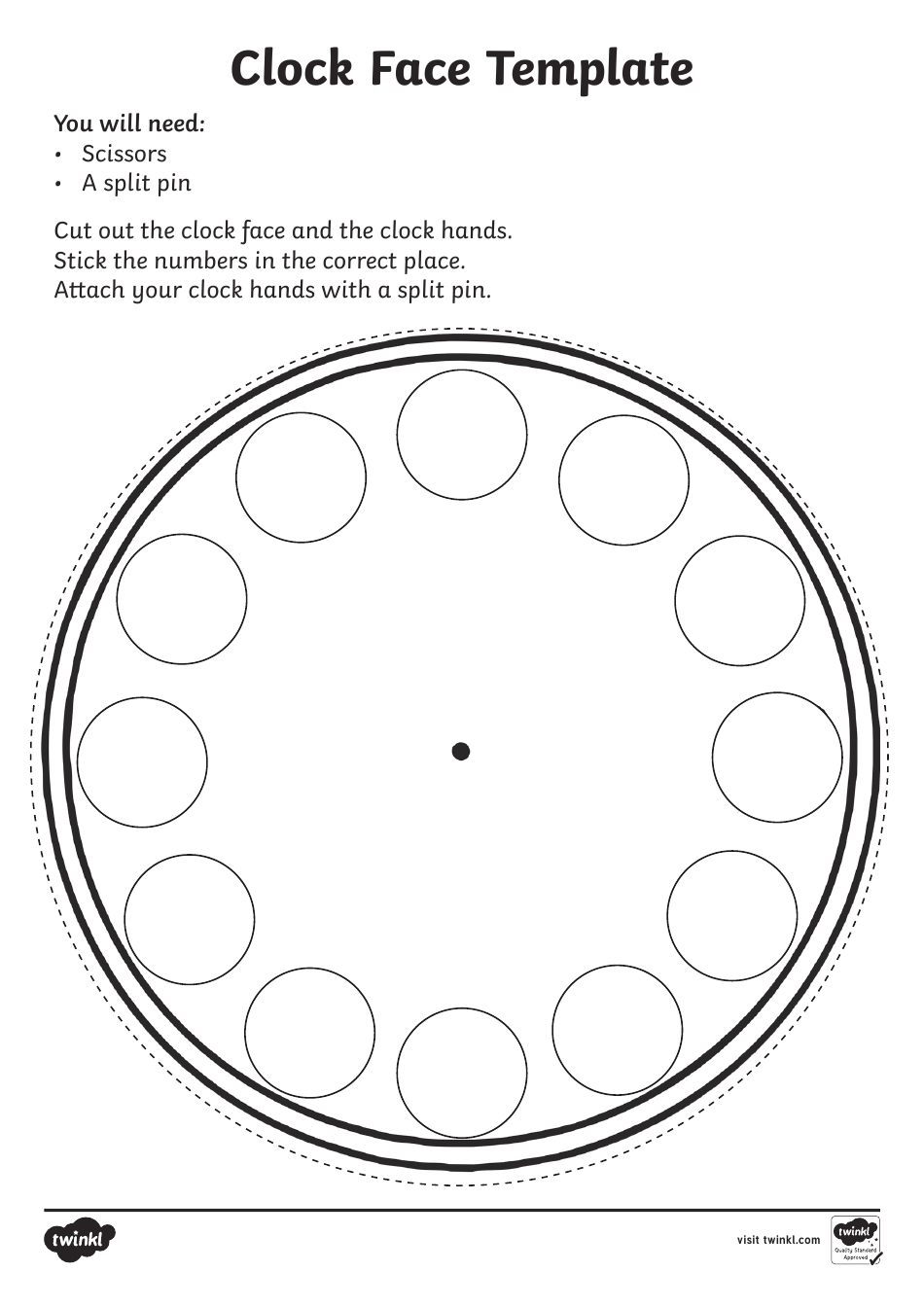 Clock Face Template - Black and White Download Printable PDF ...