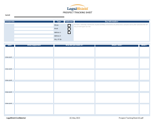 Prospect Tracking Sheet Template - Legalshield Download Printable PDF | Templateroller