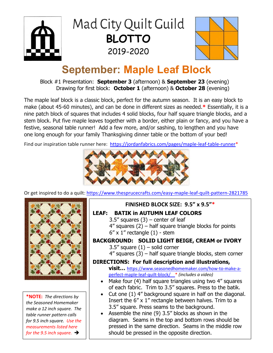 Maple Leaf Quilt Block Download Printable PDF | Templateroller