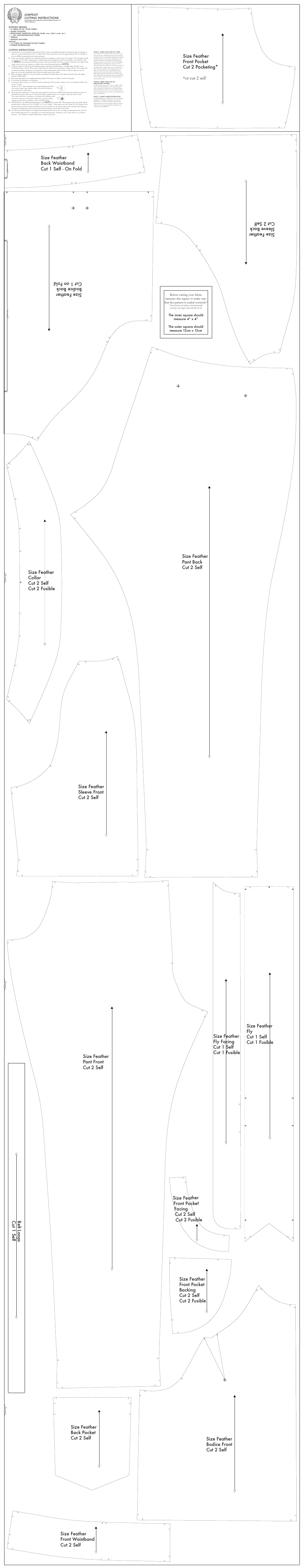 Jumpsuit Feather Sewing Templates Download Printable PDF | Templateroller