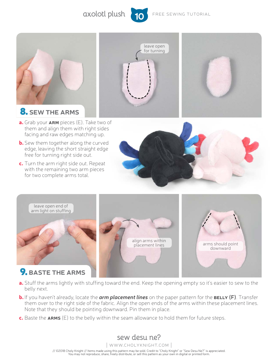 Axolotl Plush Sewing Templates Choly Knight Download Printable Pdf