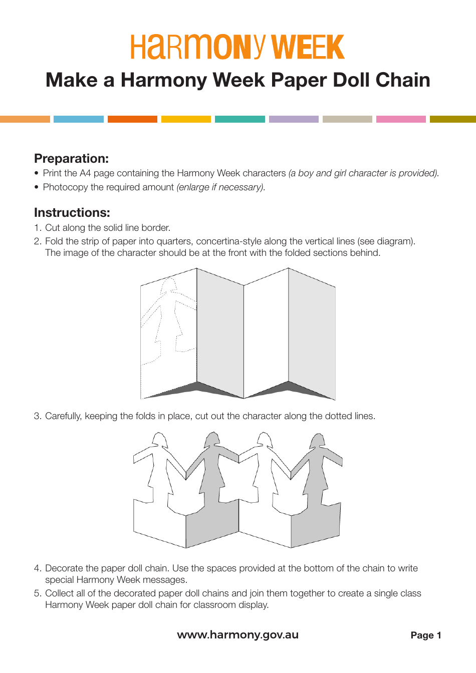 Australia Harmony Week Paper Doll Chain Templates - Fill Out, Sign ...