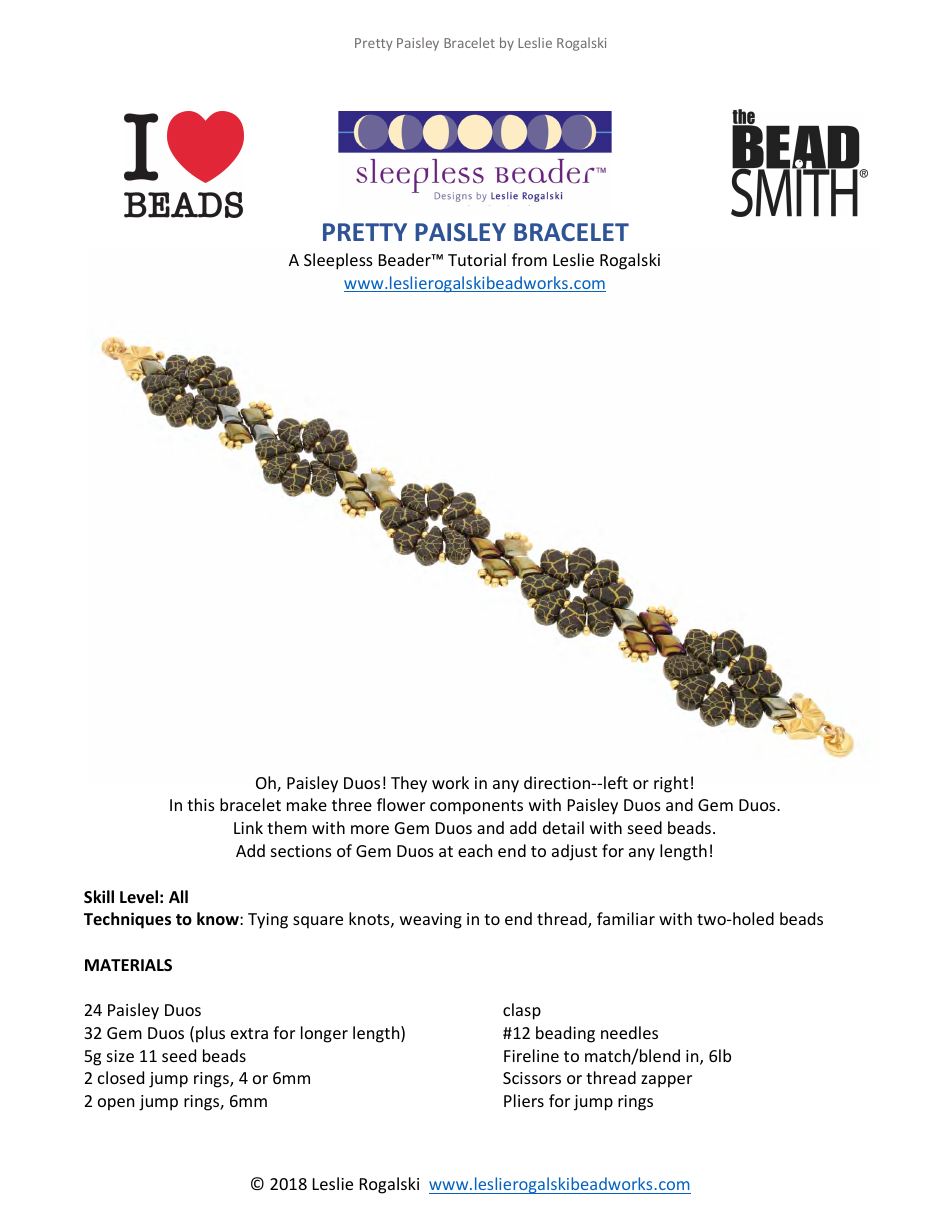 Pretty Paisley Bracelet Beading Pattern Download Printable PDF ...