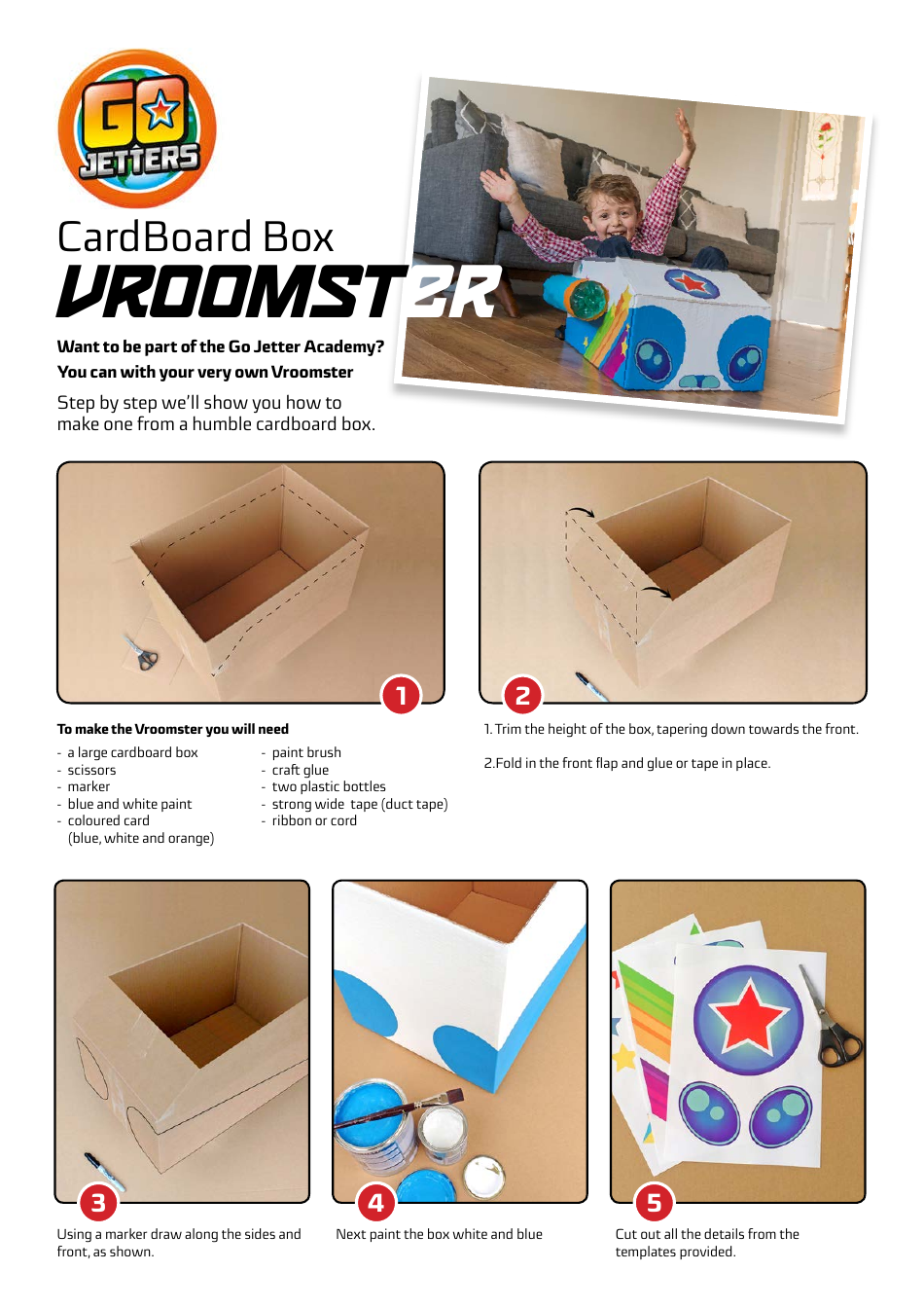 Cardboard Box Vroomster Templates Download Printable PDF | Templateroller