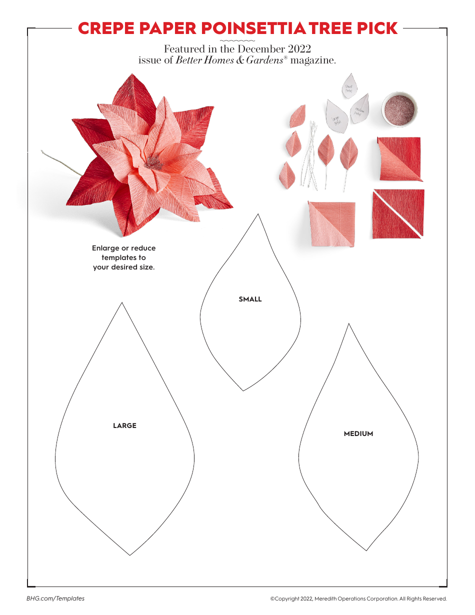Crepe Paper Poinsettia Tree Pick Templates - Meredith Operations ...