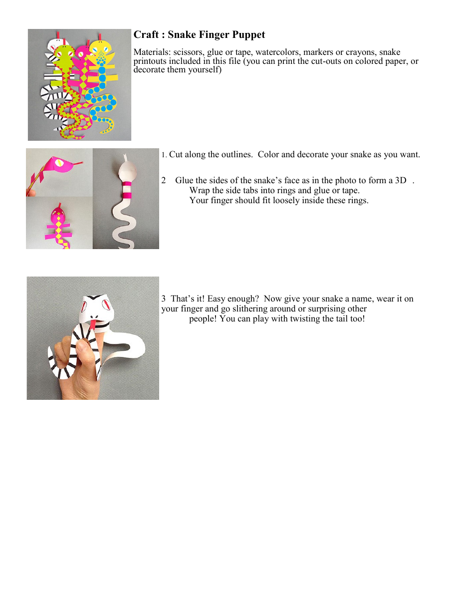 Snake Finger Puppet Templates - Mrprintables Download Printable PDF ...