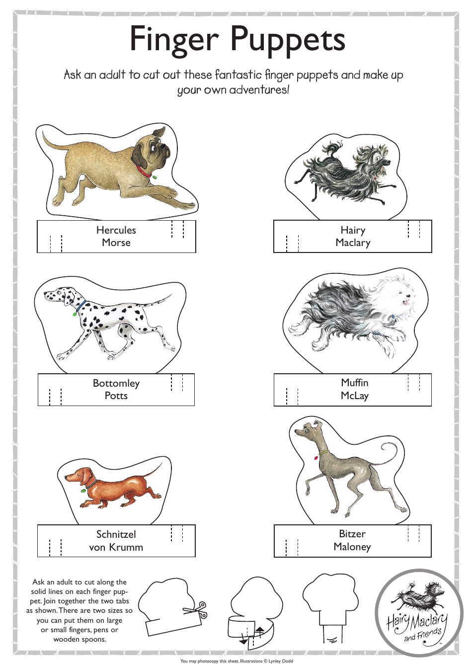Dog Finger Puppet Templates - Lynley Dodd Download Printable PDF ...