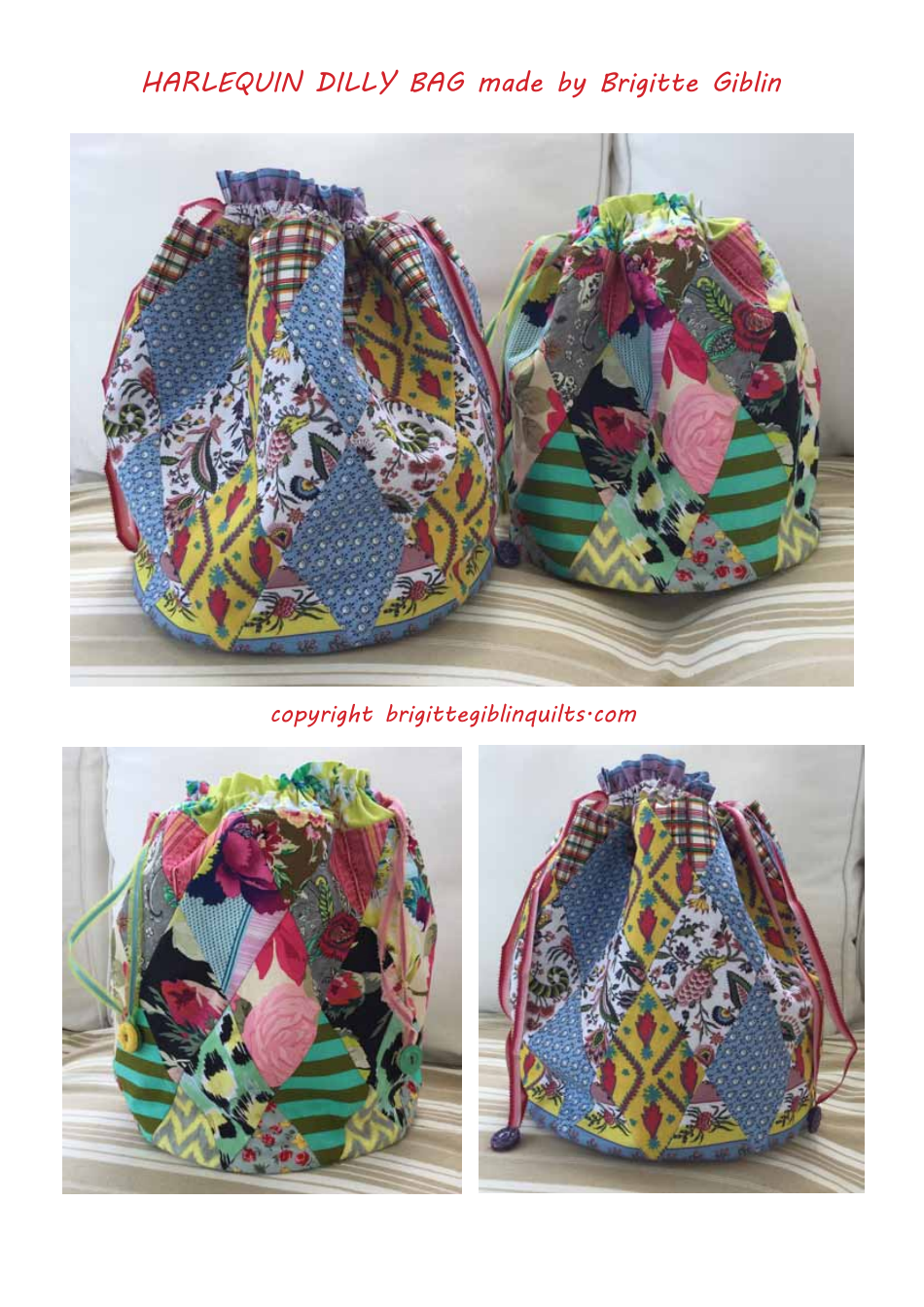 Harlequin Dilly Bag Sewing Templates - Brigitte Giblin Download ...