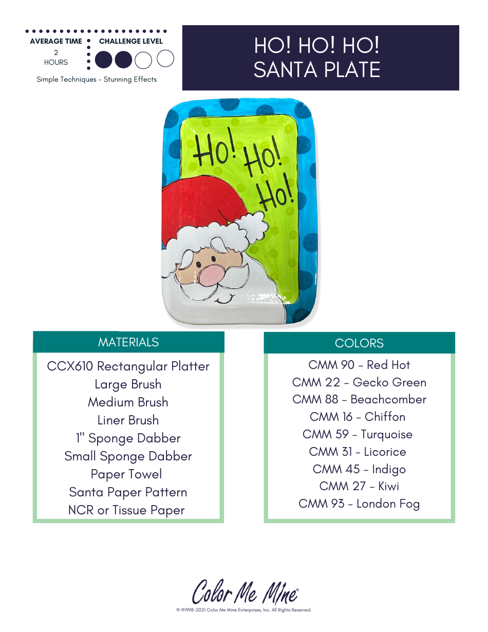 Santa Plate Templates - Color Me Mine Enterprises Download Printable ...