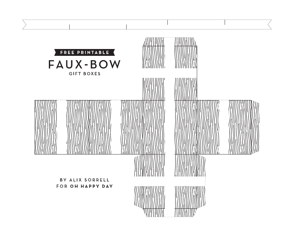 Faux-Bow Gift Box Template Download Printable PDF | Templateroller