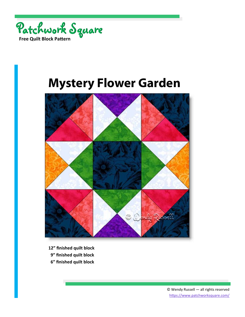 Mystery Flower Garden Quilt Block Pattern - Wendy Russel Download ...