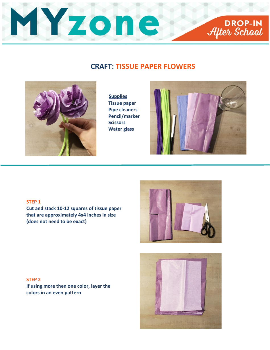 Tissue Paper Flower Craft Download Printable PDF | Templateroller