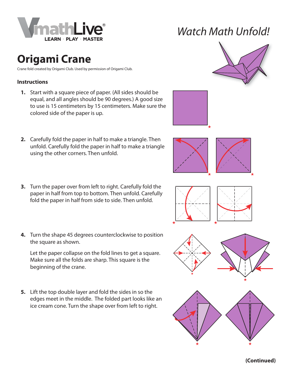 Origami Paper Crane - Violet Download Printable PDF | Templateroller