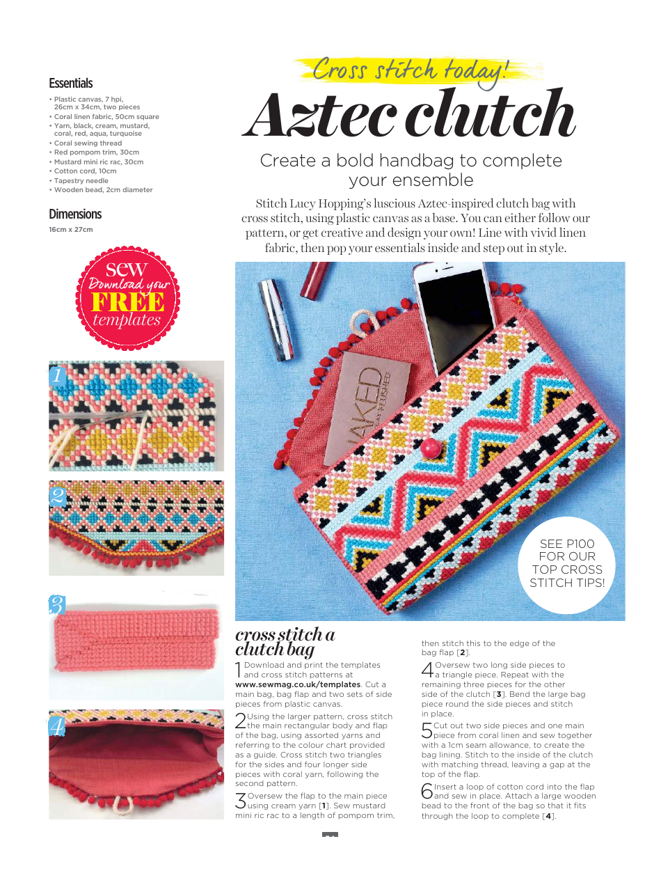 Aztec Clutch Cross Stitch Pattern Templates Download Printable PDF ...