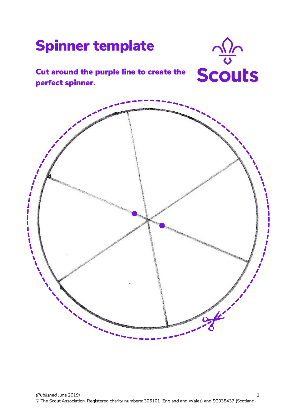 Purple Spinner Cutting Template Download Printable PDF | Templateroller