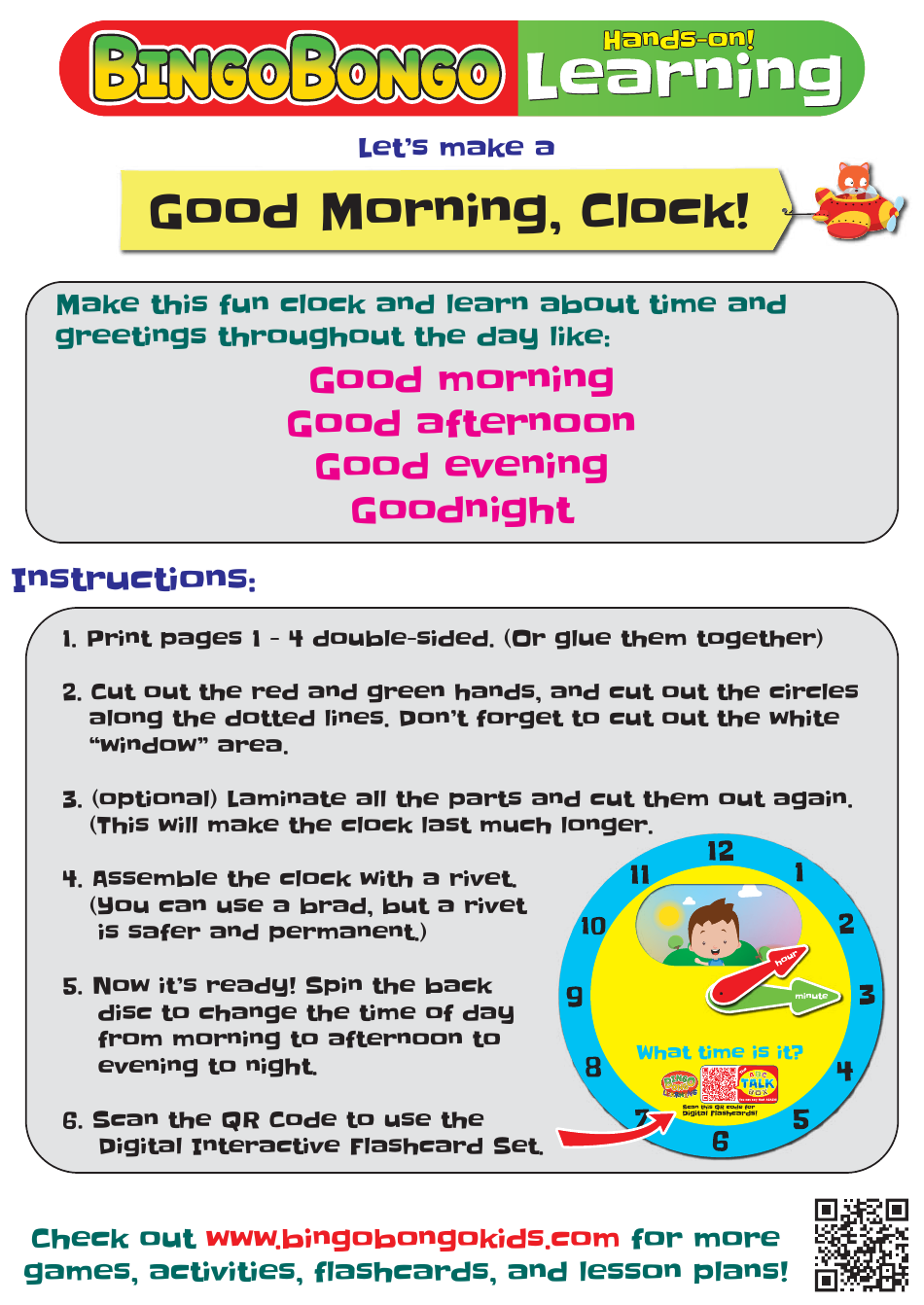 Good Morning Clock Face Templates Download Printable PDF | Templateroller