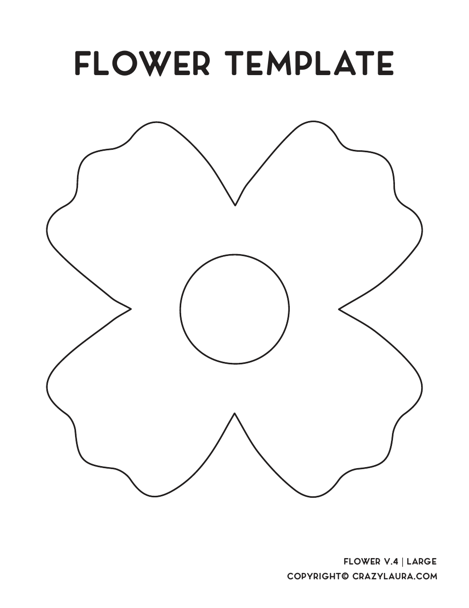 Flower Template - Four Petals Download Printable PDF | Templateroller