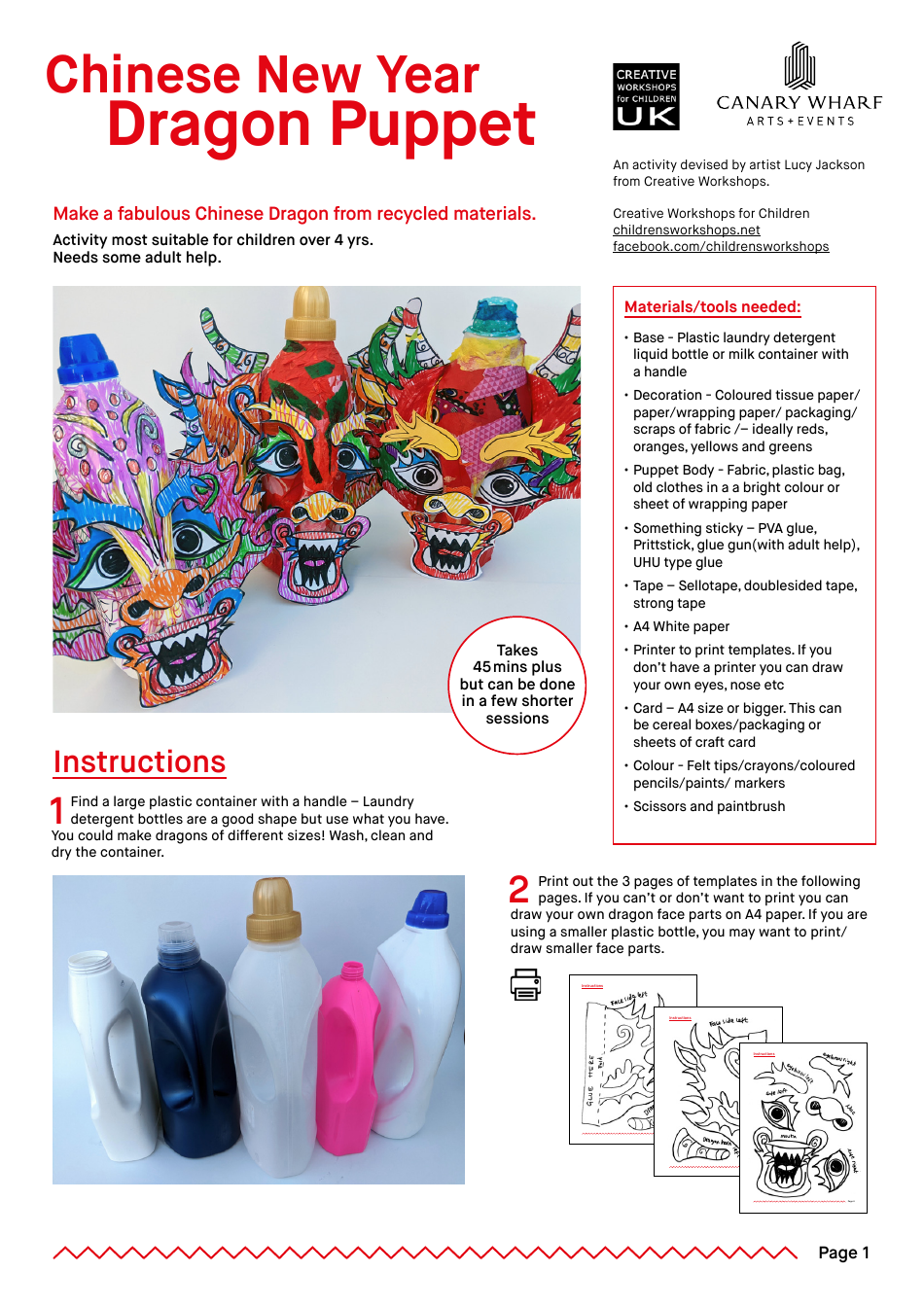 Chinese New Year Dragon Puppet Templates Download Printable PDF ...