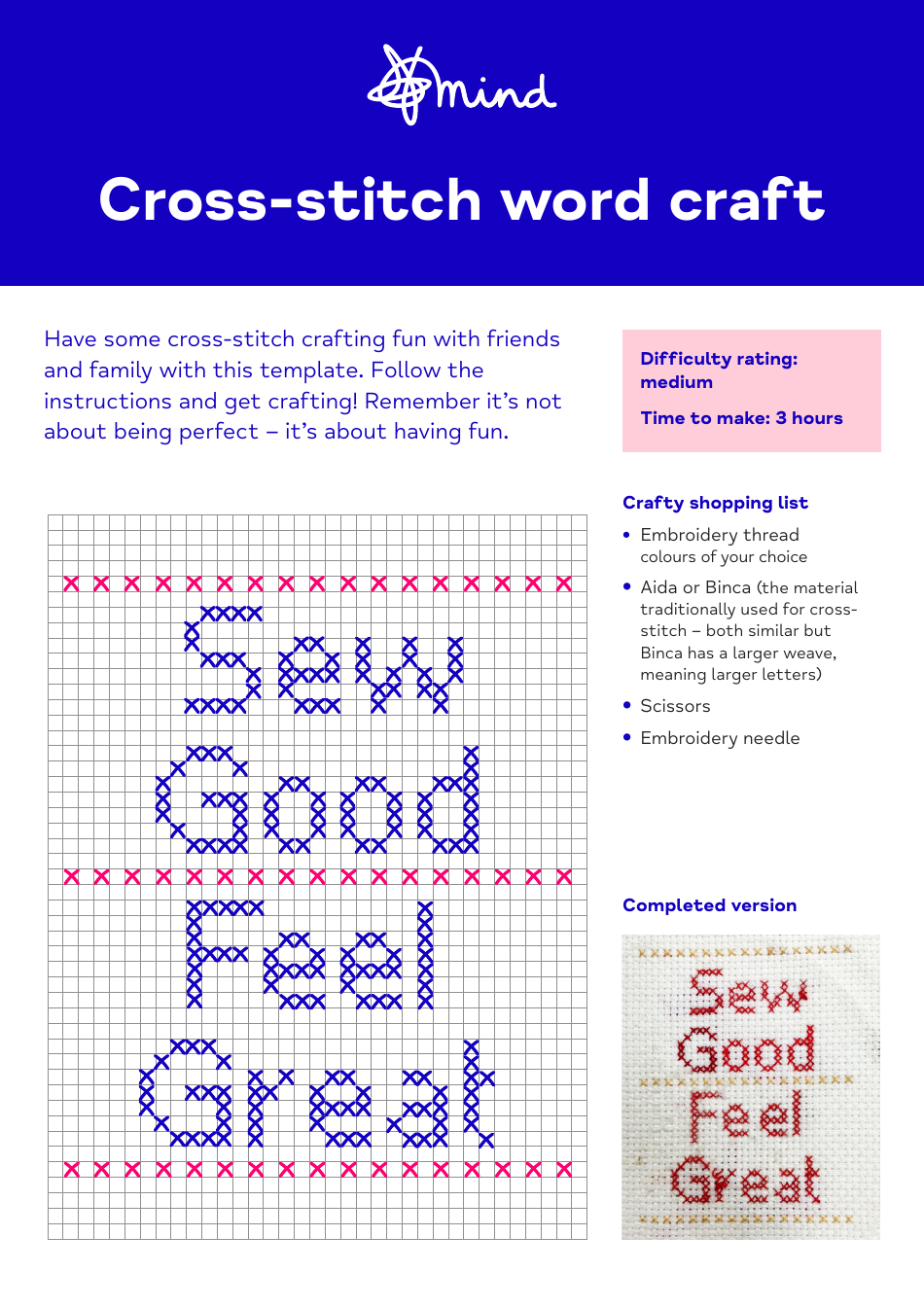 Cross-stitch Word Craft Pattern Download Printable PDF | Templateroller