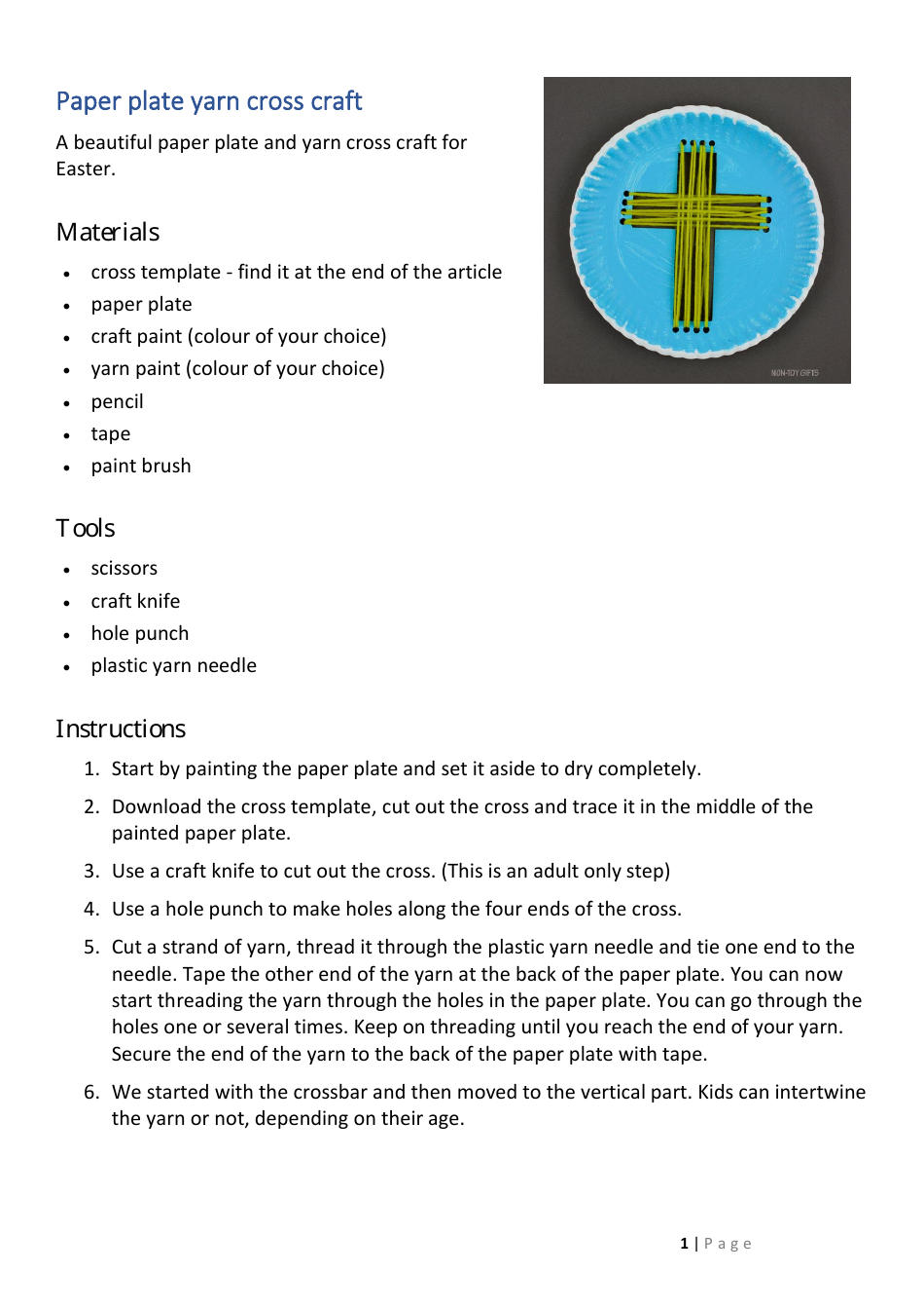 Paper Plate Yarn Cross Pattern Template Download Printable PDF ...