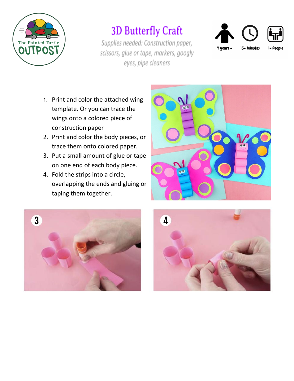 3d Paper Butterfly Craft Template Download Printable PDF | Templateroller