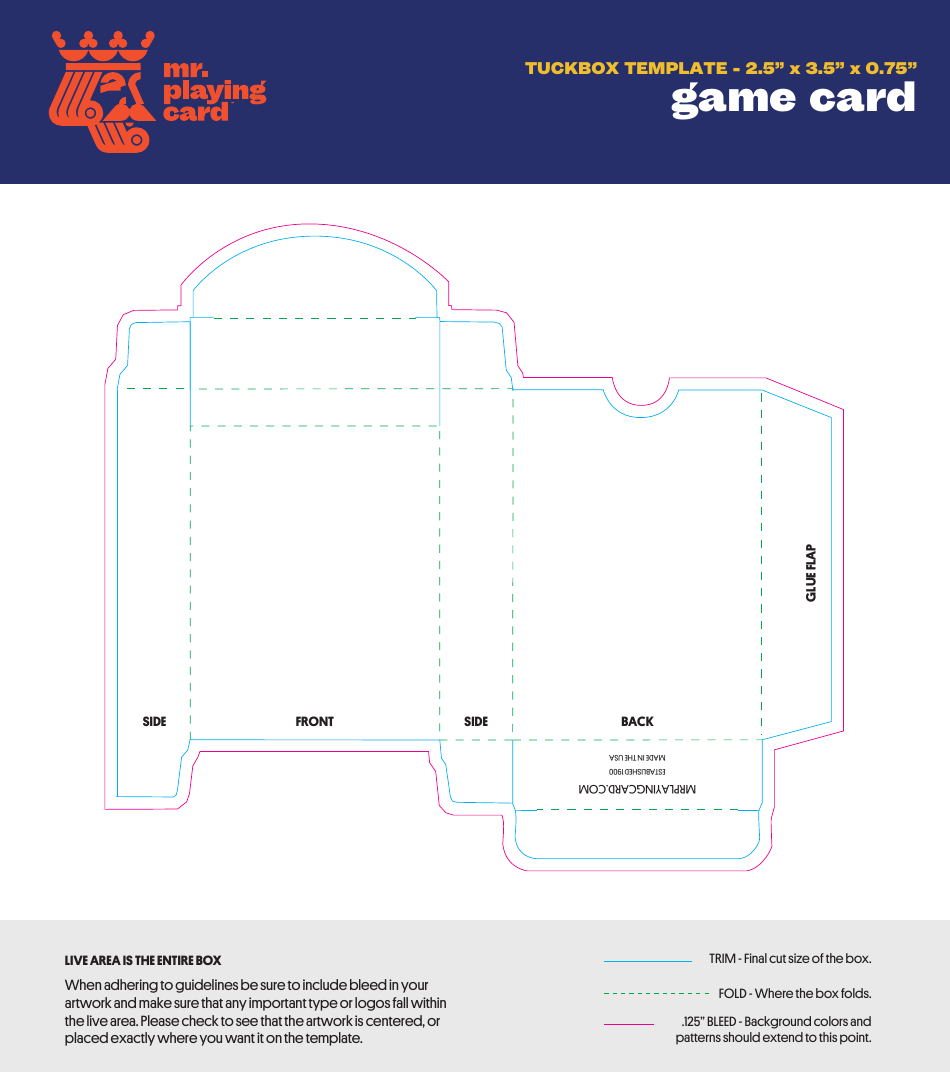 Game Card Tuckbox Template Download Printable PDF | Templateroller