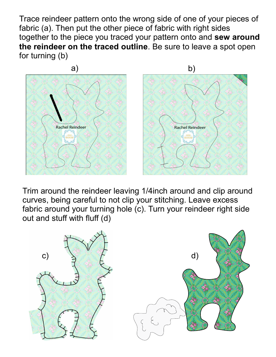 Reindeer Sewing Pattern Template Download Printable PDF | Templateroller