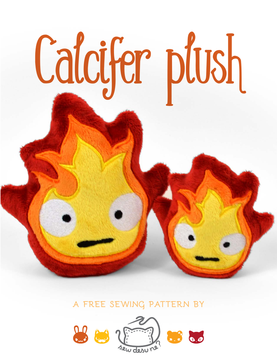 Calcifer Plush Sewing Pattern Templates Download Printable PDF ...