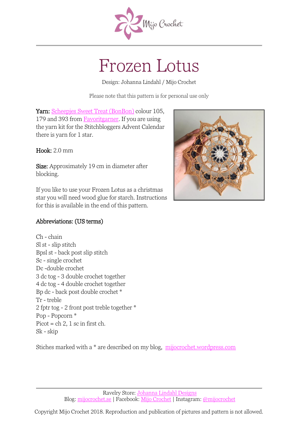 Frozen Lotus Crochet Pattern Download Printable PDF | Templateroller