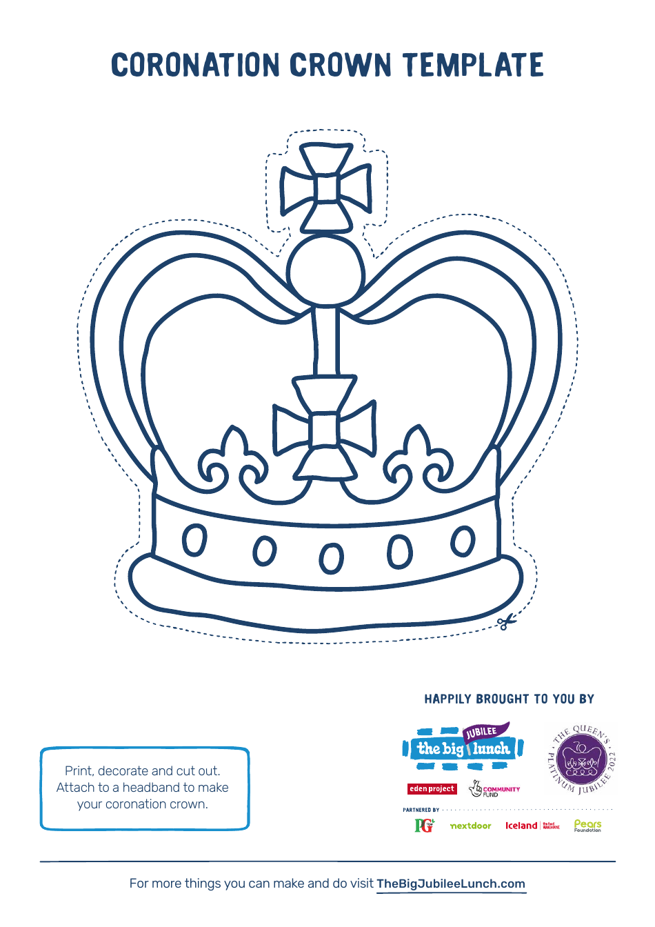 Coronation Crown Template - Blue Download Printable PDF | Templateroller
