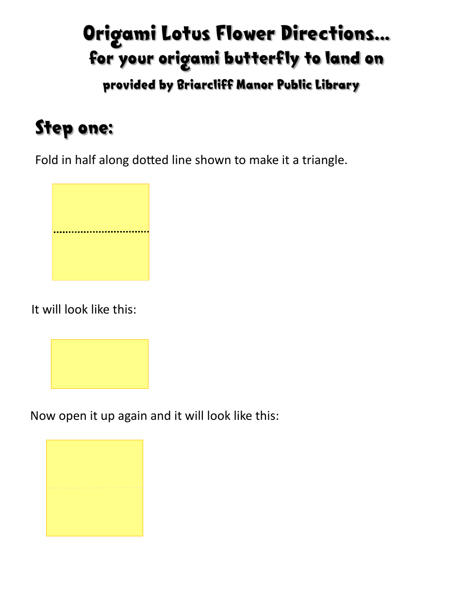 Origami Lotus Flower Directions Download Printable PDF | Templateroller
