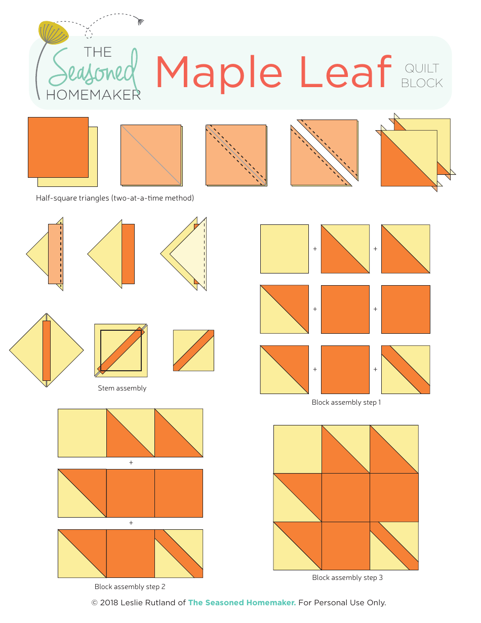 Maple Leaf Quilt Block Pattern Download Printable PDF | Templateroller