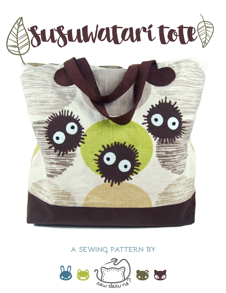 Susuwatari Tote Bag Sewing Templates - Choly Knight Download Printable ...