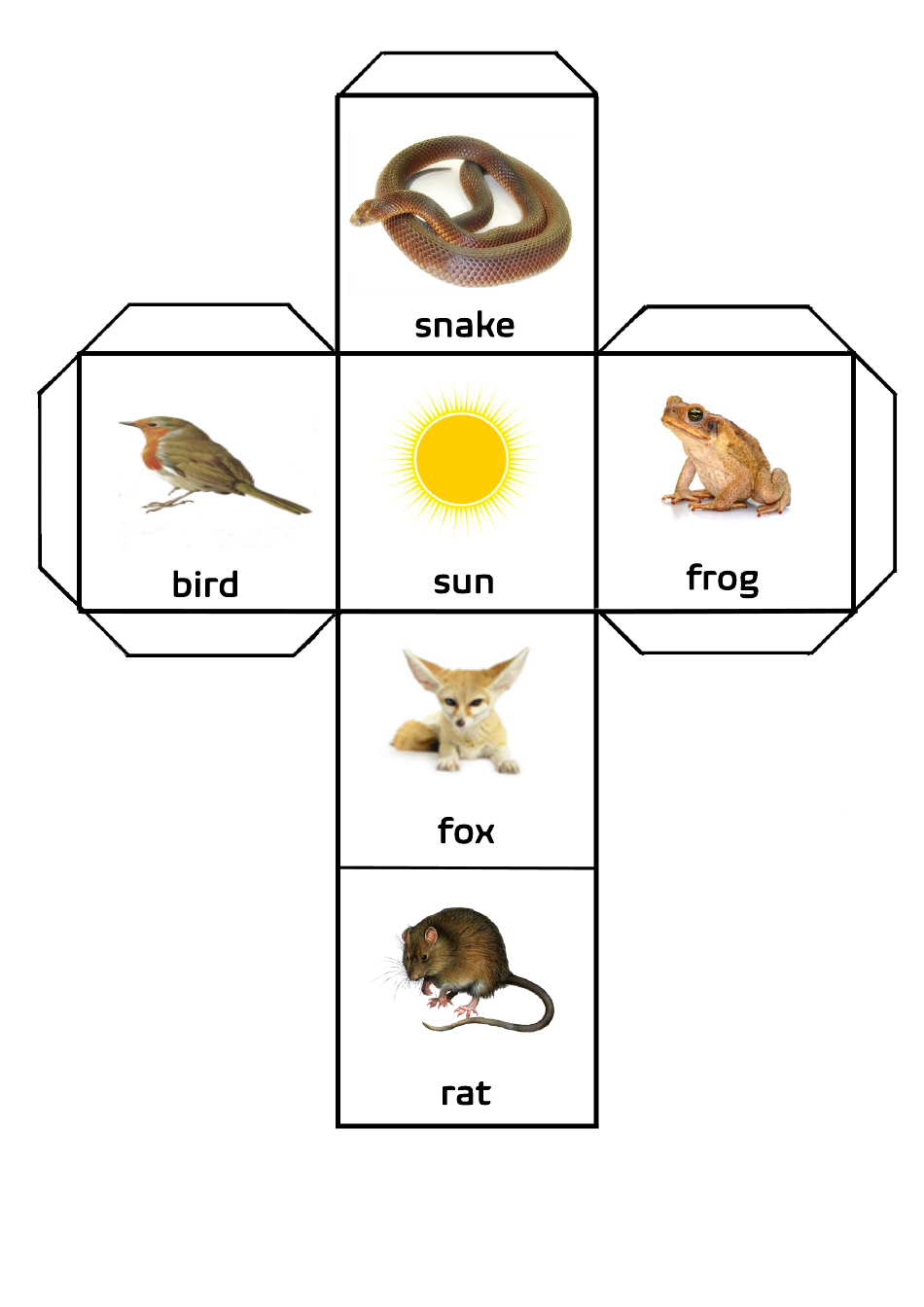 Dice With Animals Template Download Printable PDF | Templateroller